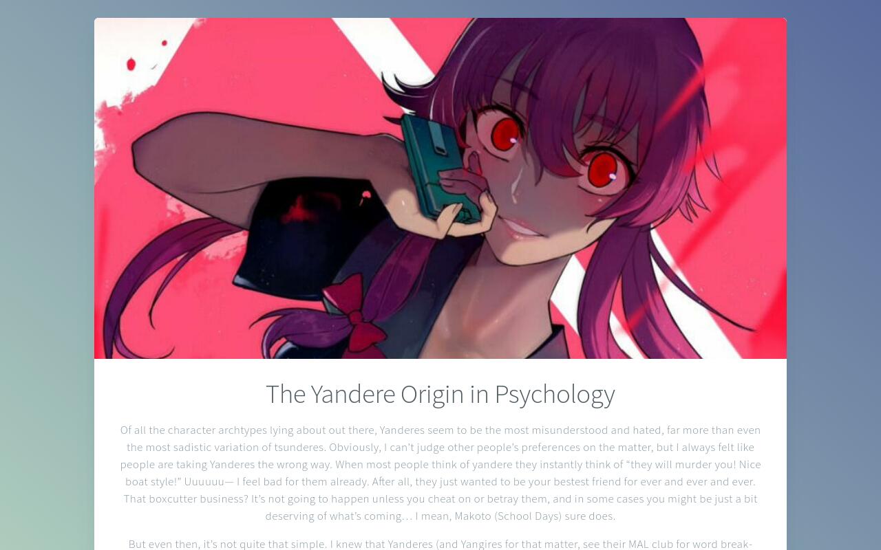 Yanderes & Psychology